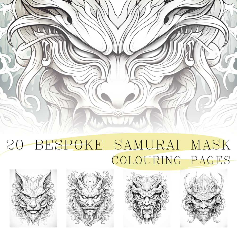 20 Samurai Masks Downloadable Coloring Pages