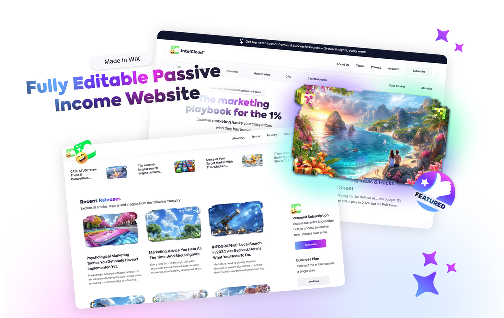 Passive Income Website: Marketing Hacks / Marketing Blog Theme (Fully & Easily Editable in Wix ...