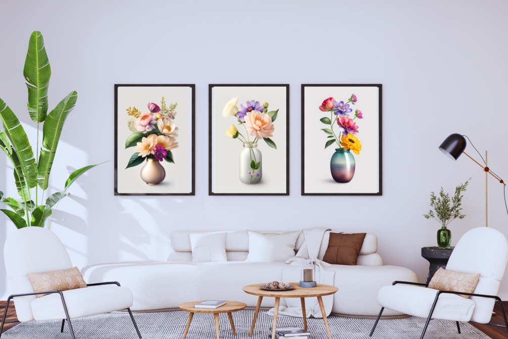 Elegant Living Room Flower Wall Art - Home Decor