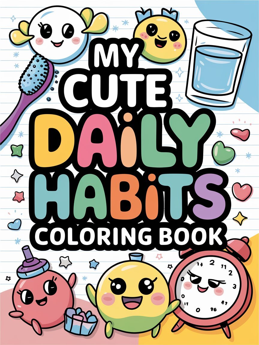 25 Kawaii Coloring Fun pages Habits