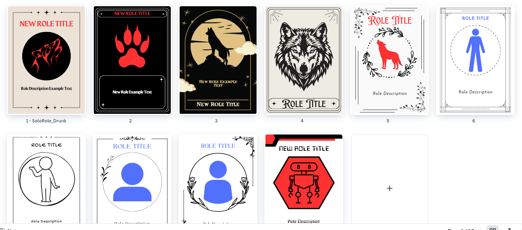 Werewolf Mafia Card Templates