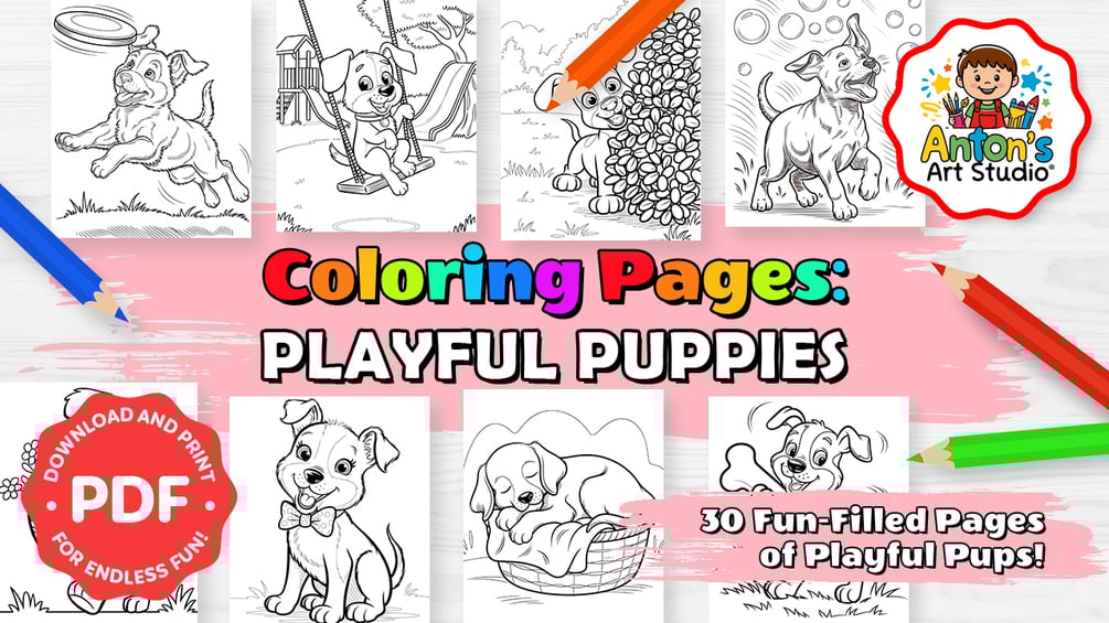 Coloring Pages: Playful Puppies | 30 Fun and Adorable Pages for Dog Lovers