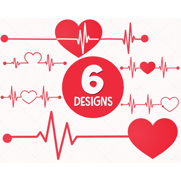 6 Red Heart SVG, Heartbeat SVG, Heartbeat PNG, Heartbeat Vector Clipart ...