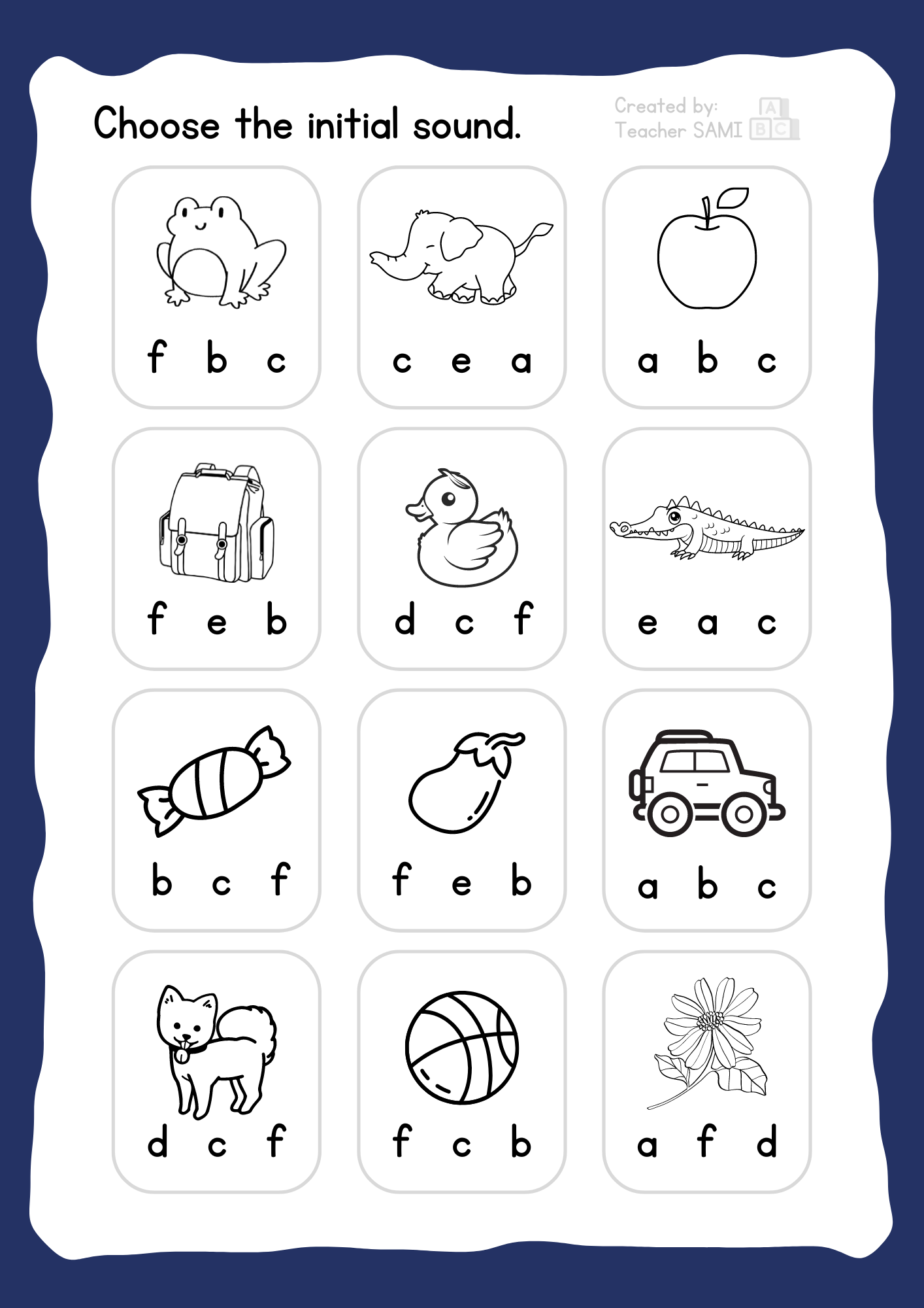 A to Z Words, Pictures, Matching, Coloring and Tracing