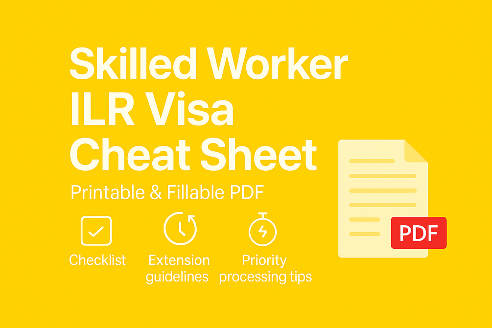 UK SKILLED WORKER ILR VISA CHEATSHEETS - PRINTABLE + FILLABLE PDF BUNDLE