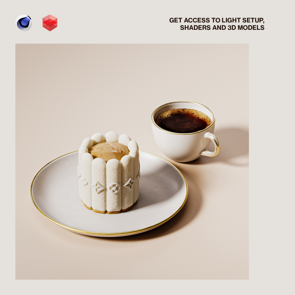 3D SCENE - Louis Vuitton Coffee + 3D MODELS (Cinema 4D + Redshift)
