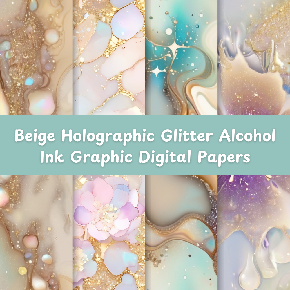 Beige Holographic Glitter Alcohol Ink Digital Papers Backgrounds ...