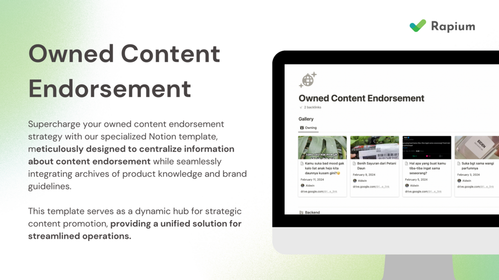 Notion: Owned Content Endorsement for Brand