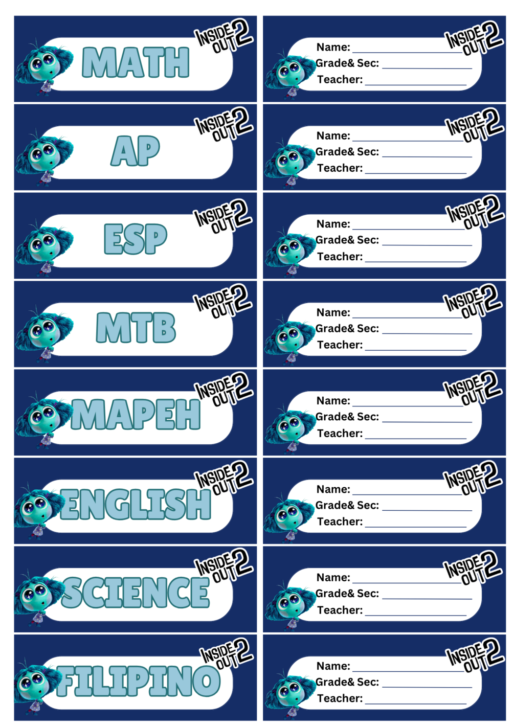 Subject Labels