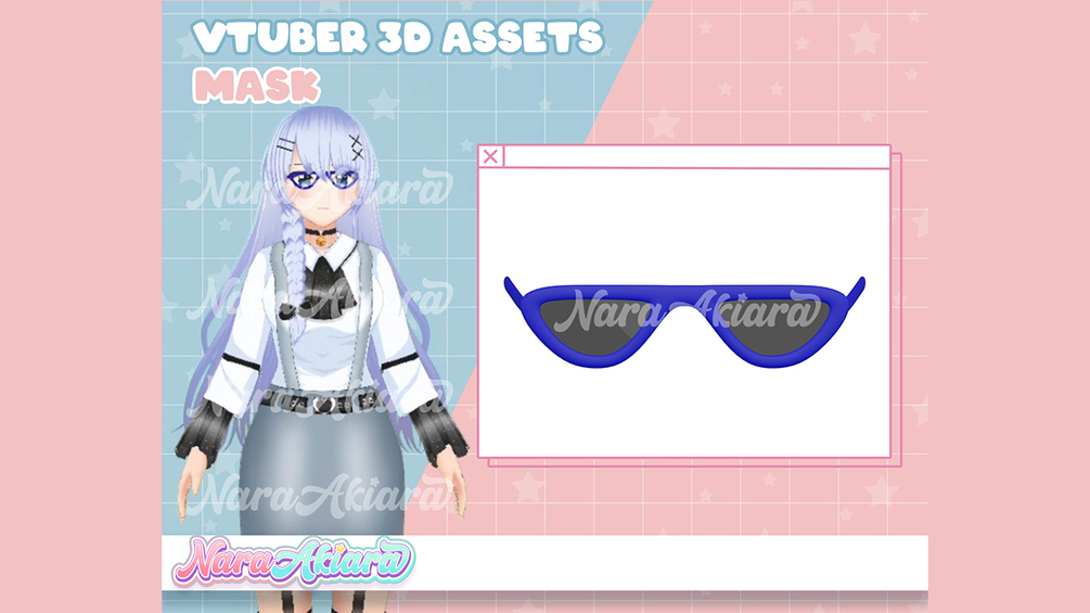 3D Vtuber Assets Glasses V12 vroid commission, 3D assets ready to use ...