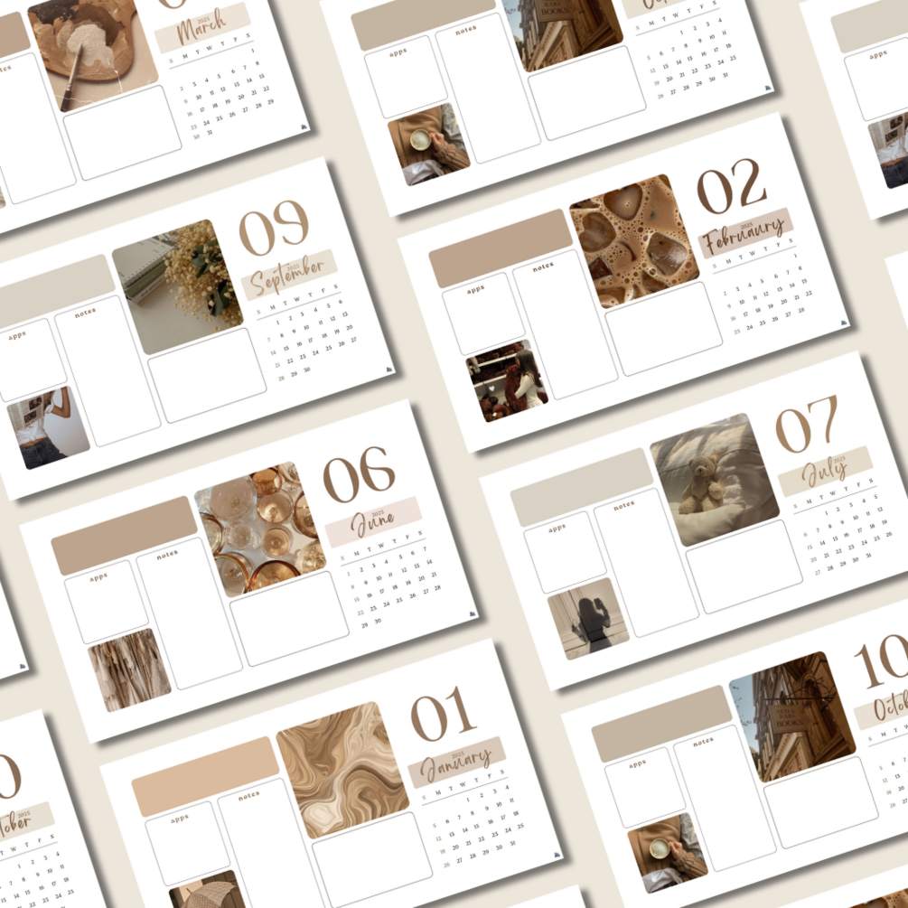 2025 Aesthetic Warm Tones Monthly Desktop Wallpaper Organizer