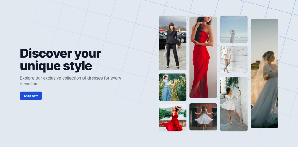 Simple hero section with image grid