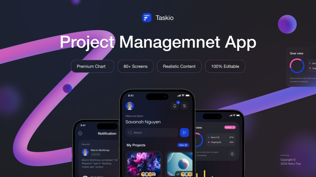 Taskio Project Managemnet Mobile Ui Kit