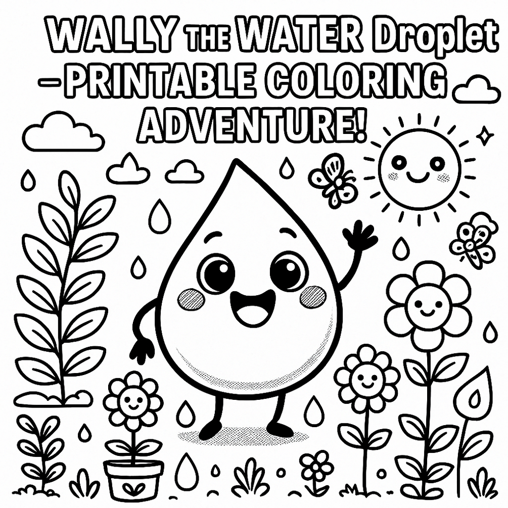 Wally the Water Droplet – Printable Coloring Adventure!