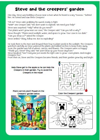 Minecraft Activity Book - Printable Fun for Kids | Mazes, Puzzles, Coloring & More | Digital ...