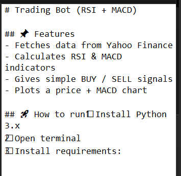 “RSI + MACD Trading Bot (Python Package)”