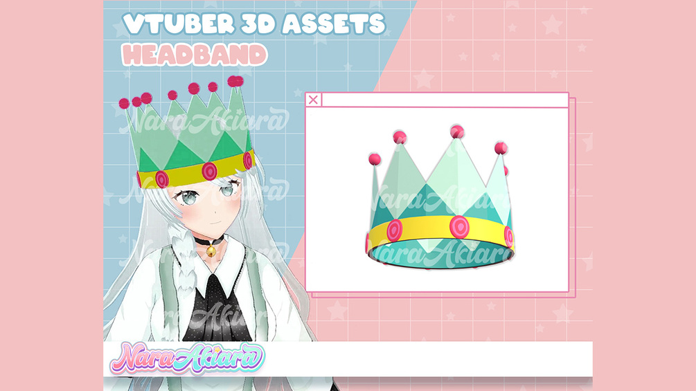 3D Vtuber Assets Green Crown Headband V2 Vroid Commission, 3D assets ...