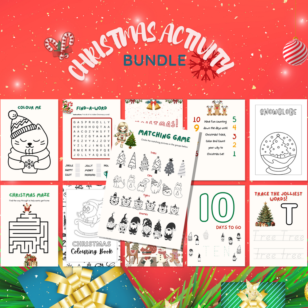 Christmas Activity Bundle for Kids – Coloring Pages, Tracing Fun & 10 ...