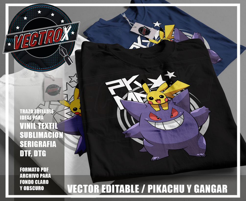 Vector Editable - Pikachu Y Gangar