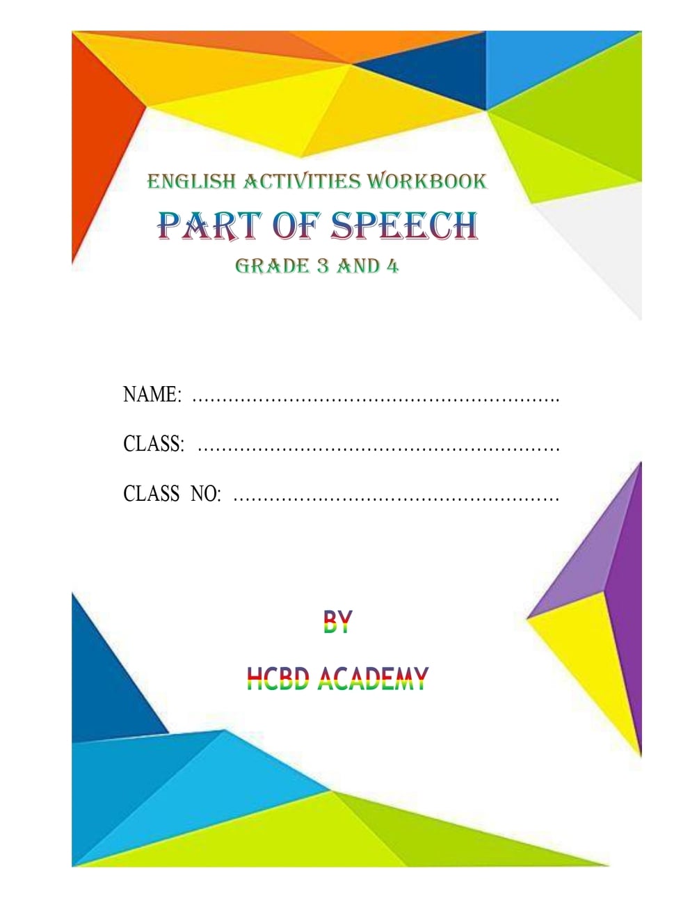 English Activities Workbook on Part of Speech