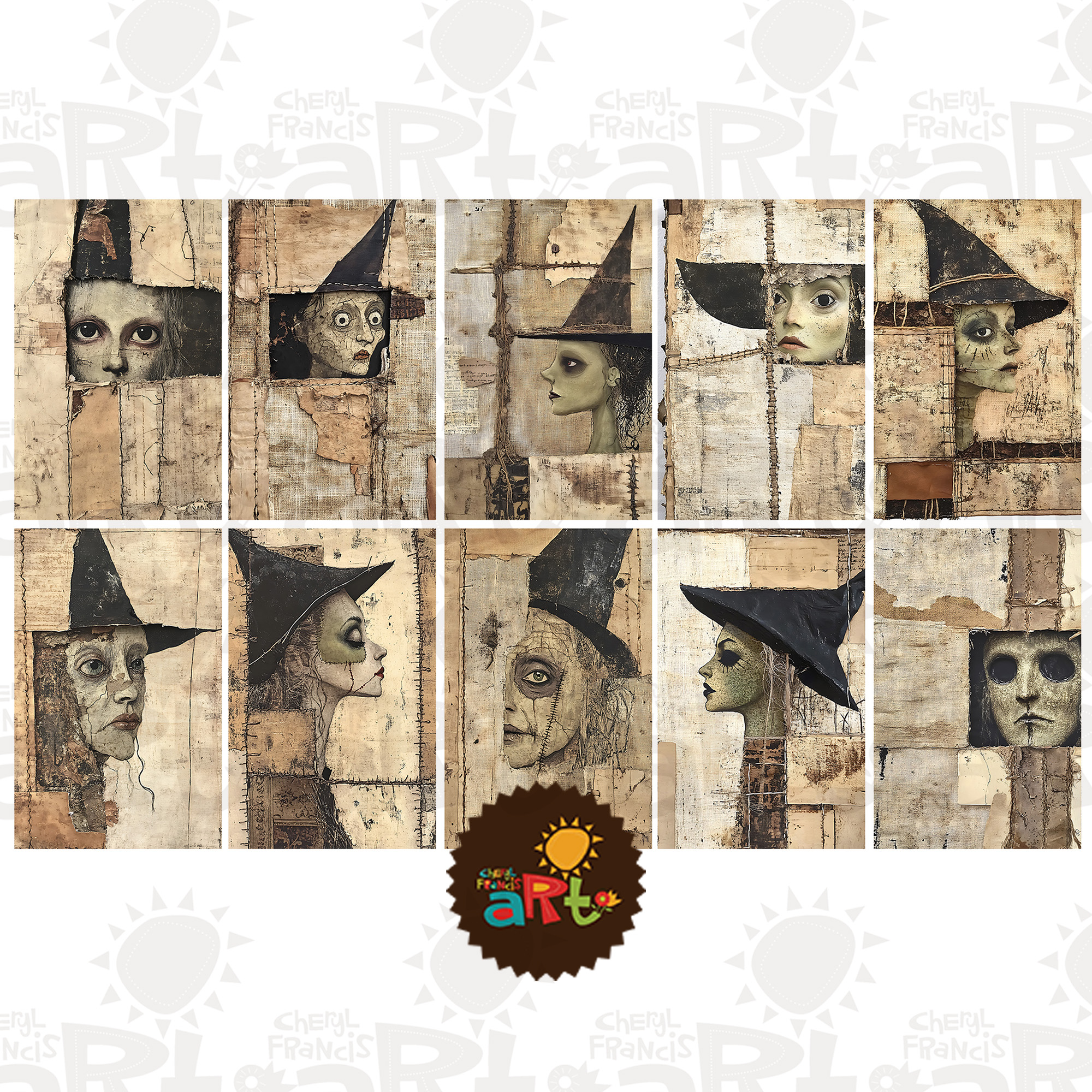 30 pc Grunge Witch Character Halloween Collage Printable Junk Journal ...
