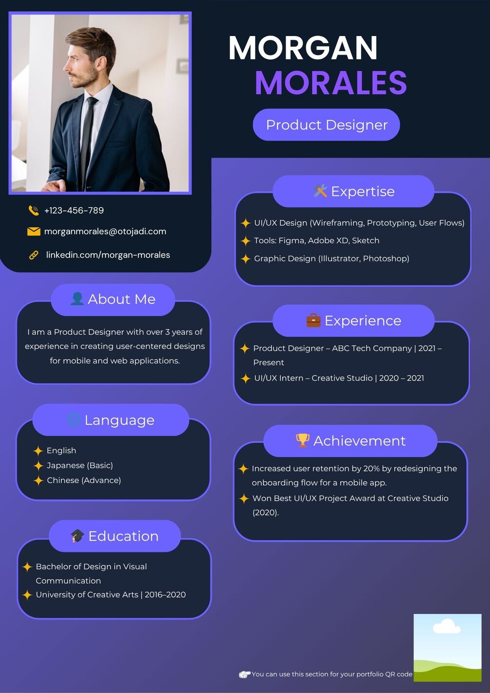 Indigo Glow CV Template