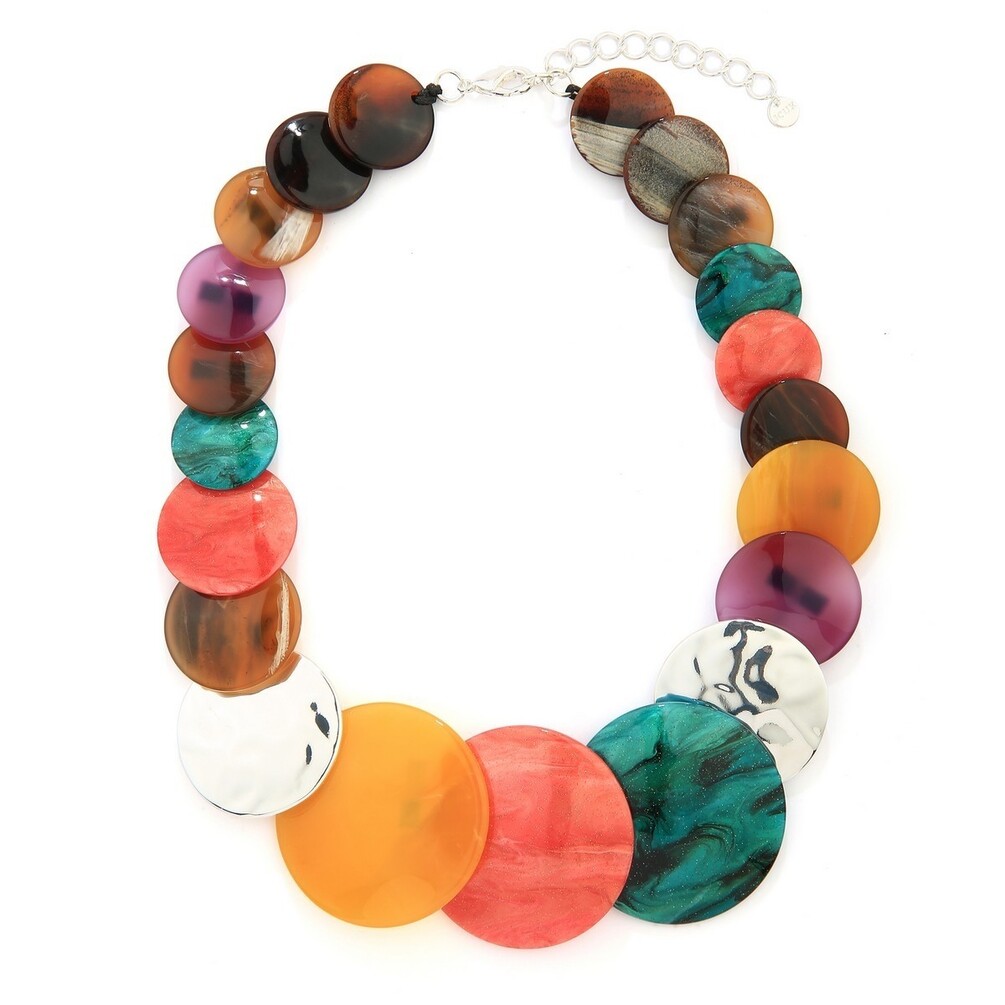 Circles Overlay Necklace - Multi/Silver