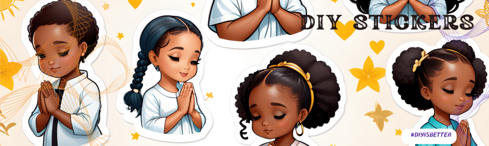 Praying Brown Girl Stickers
