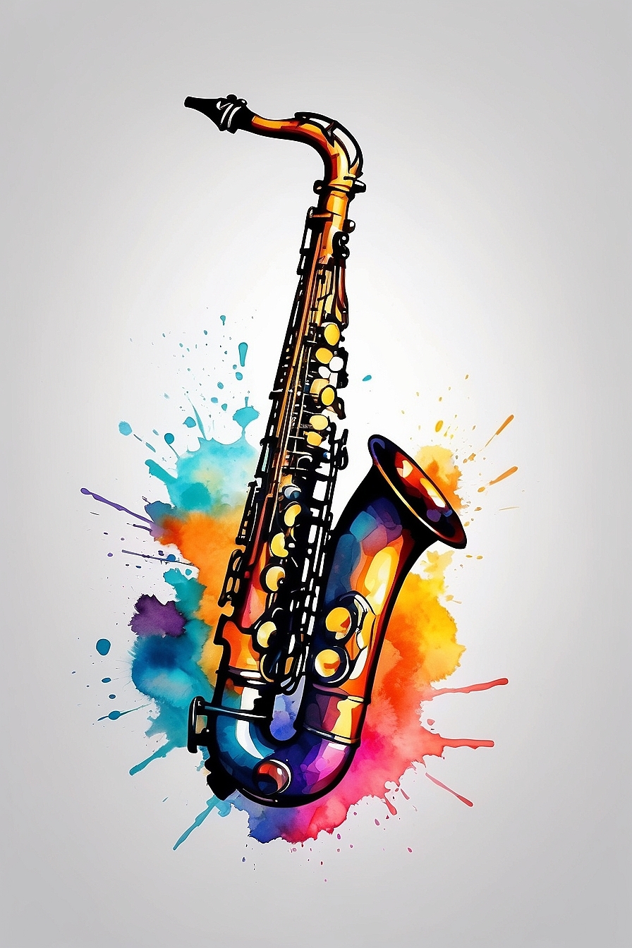 Watercolor Saxophone Digital Art