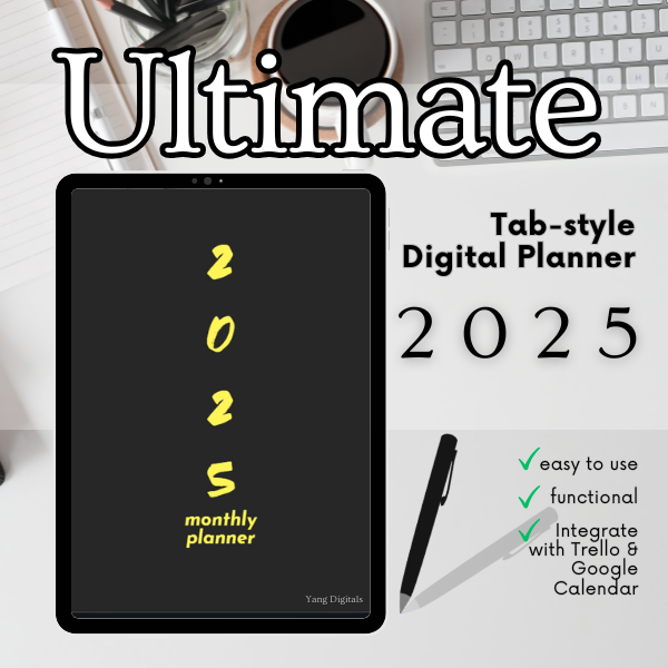 Ultimate Digi-Tab Style Monthly Planner - Minimalist (Black)