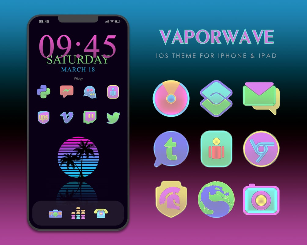 VAPORWAVE iOS Theme, App Icons, Retro, Vintage, Transparent Icons, iOS ...