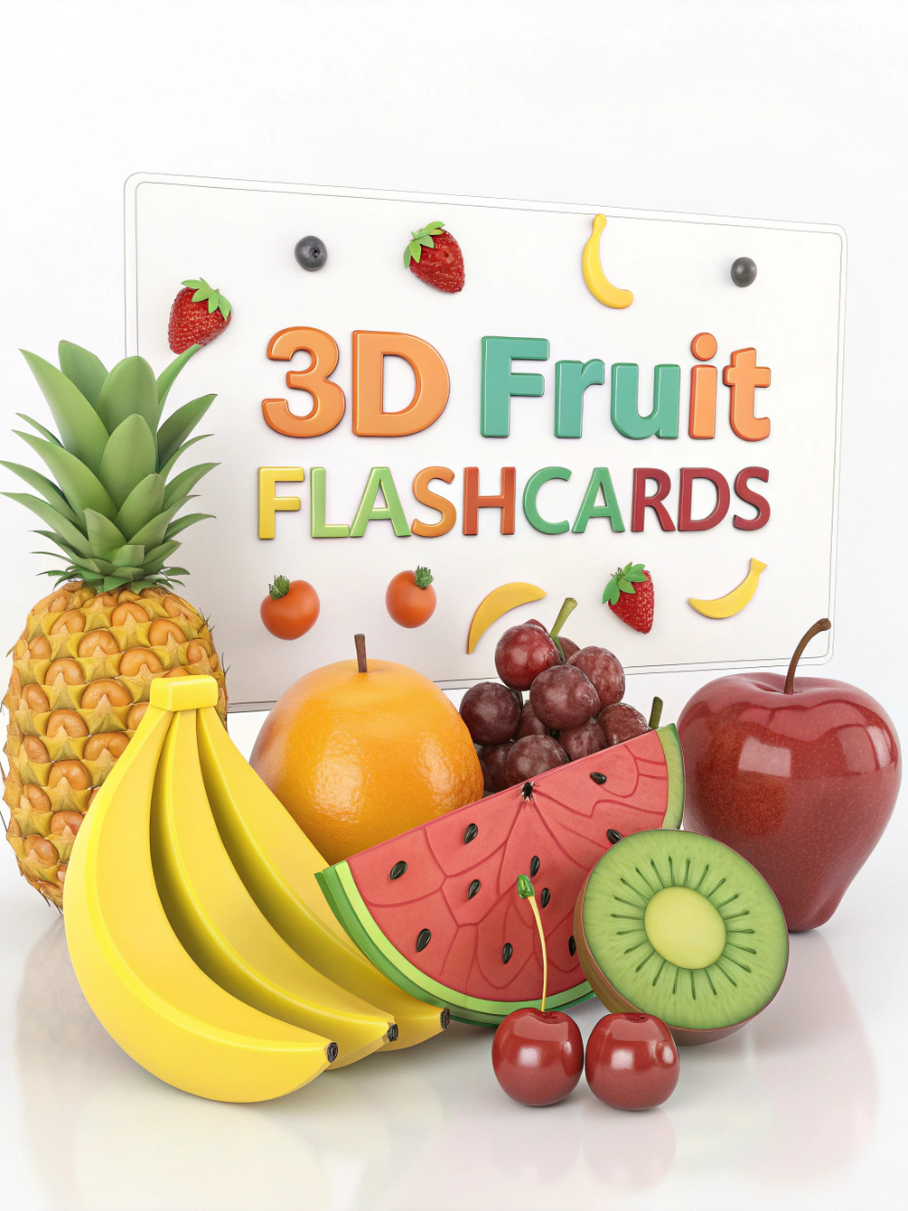 3D fruit flash cards