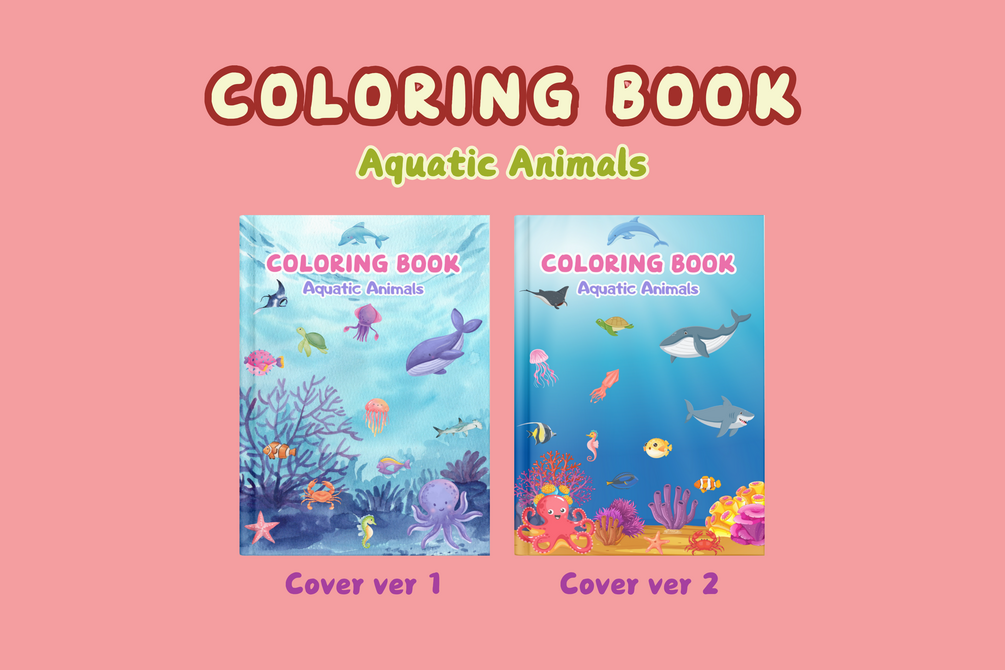 PRINTABLE Coloring Book Aquatic Animals - DIGITAL DOWNLOAD