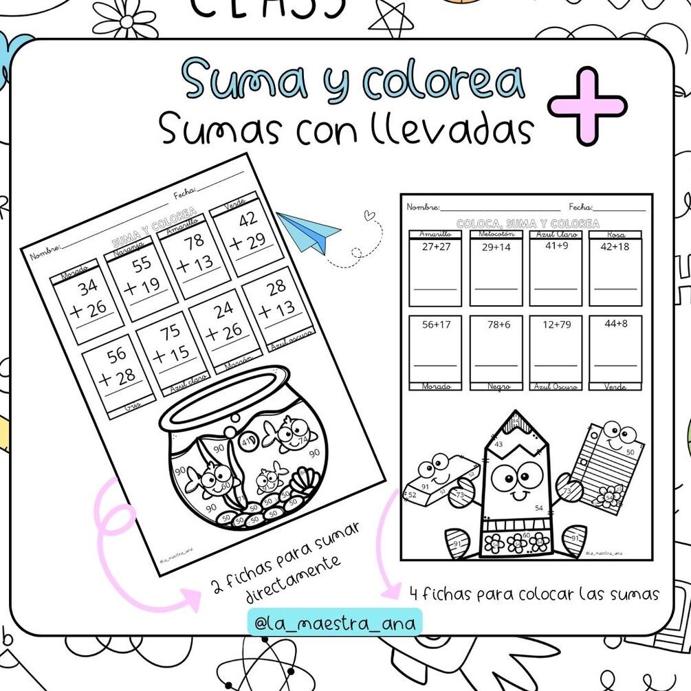 SUMA Y COLOREA: SUMAS CON LLEVADAS