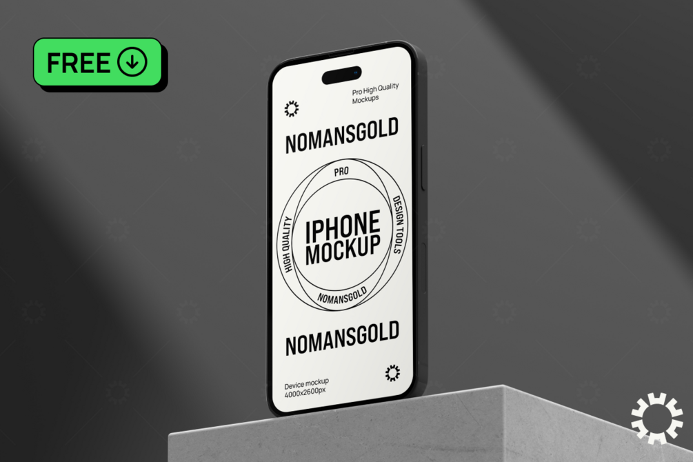 iPhone 14 Pro Mockup - Concrete Block