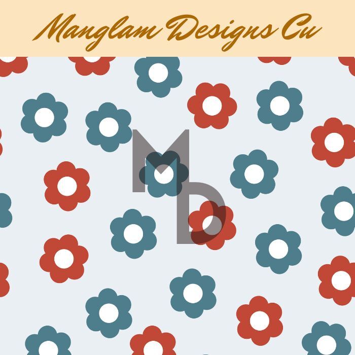 Vintage floral daisies USA independence retro seamless repeat pattern ...