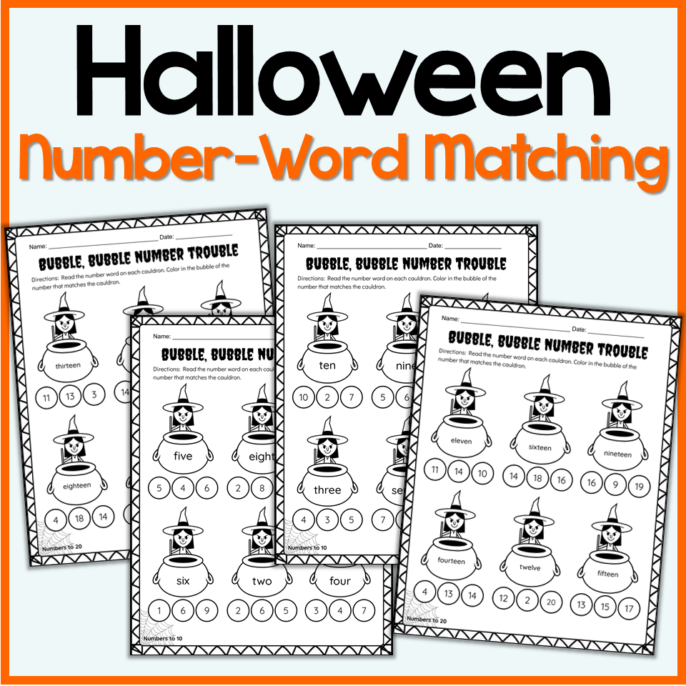 Halloween Number Words Worksheet
