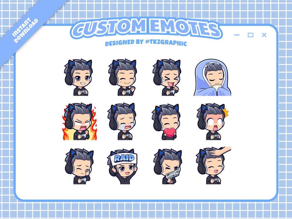 Chibi Gamer Boy - Custom Twitch Emotes