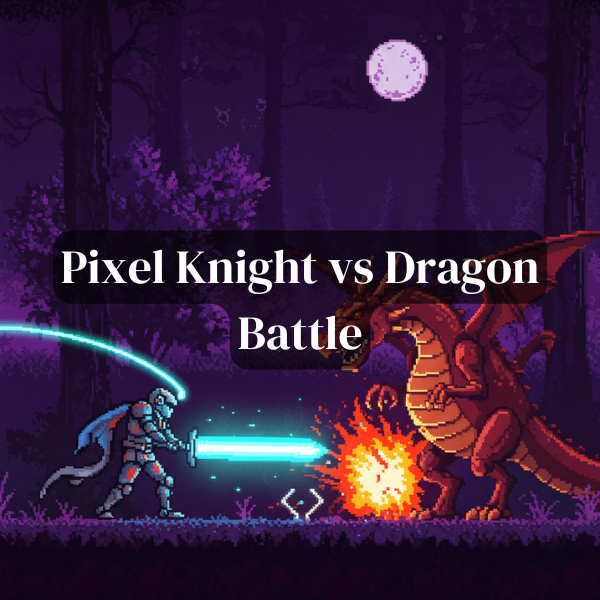 Pixel Knight vs Dragon Battle