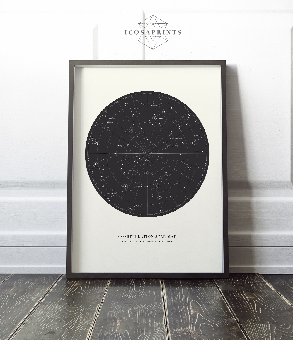 Constellation Map Poster - Black