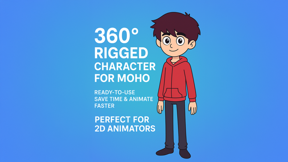 Red hoody boy 360° Rigged Character for Moho pro