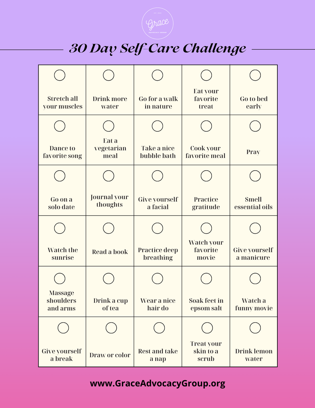 30 Day Self-Care Challenge
