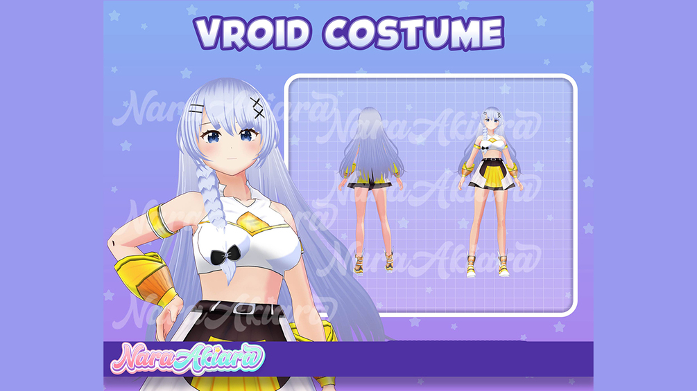 Show Your Style with 3D Vroid Clothes White Crop Top with Skirt for ...