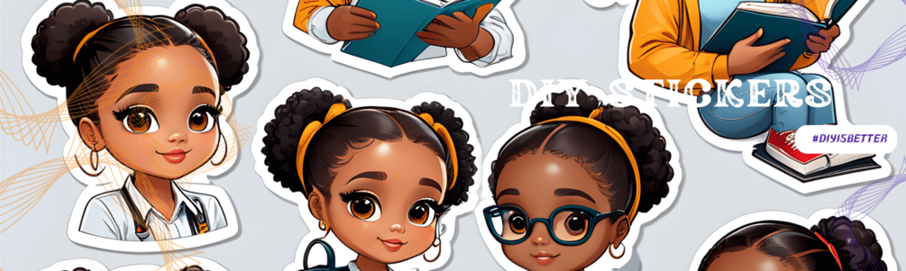 Cartoon Smart Brown Girl Stickers