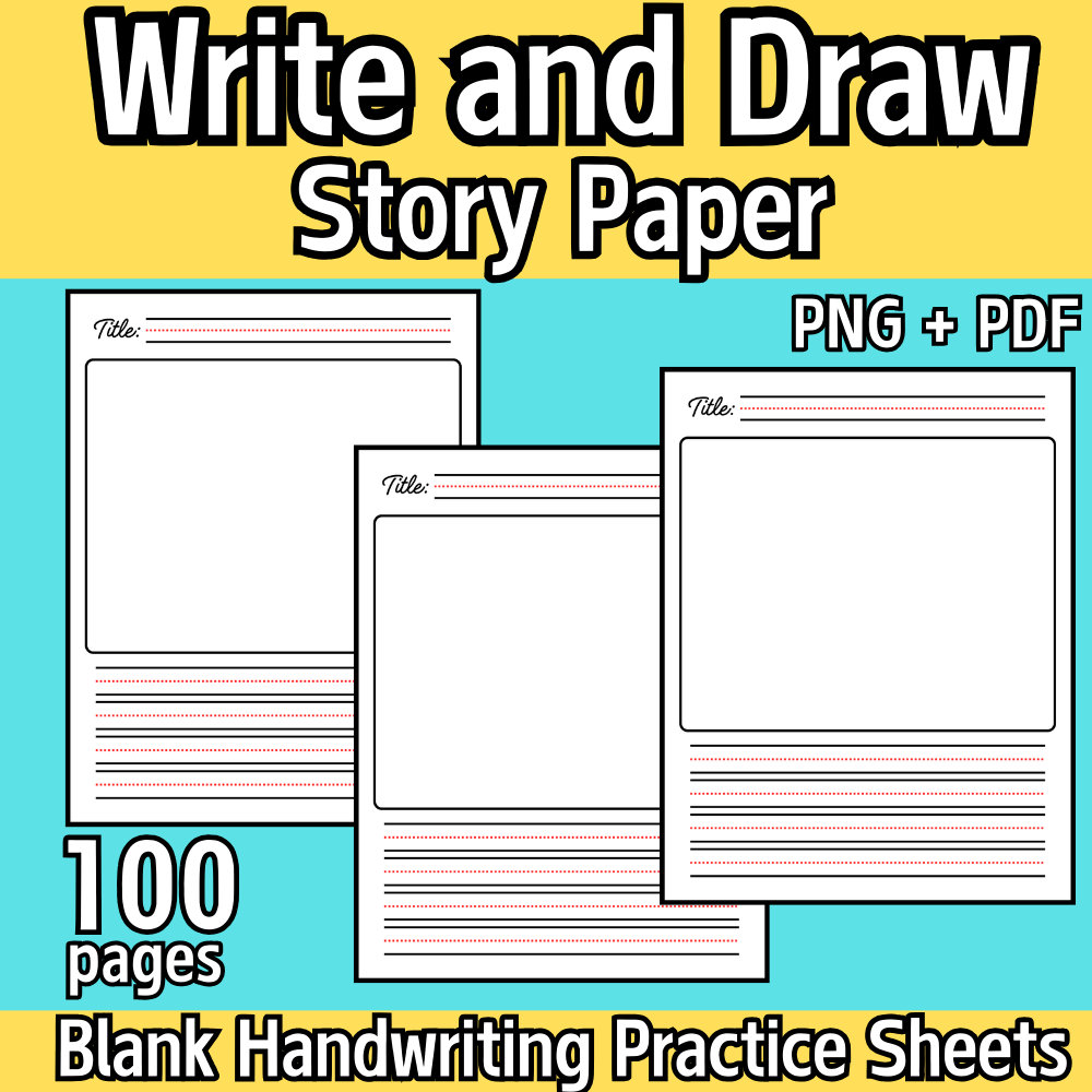 Kids Write and Draw Story Paper, Blank Handwriting Practice Sheets