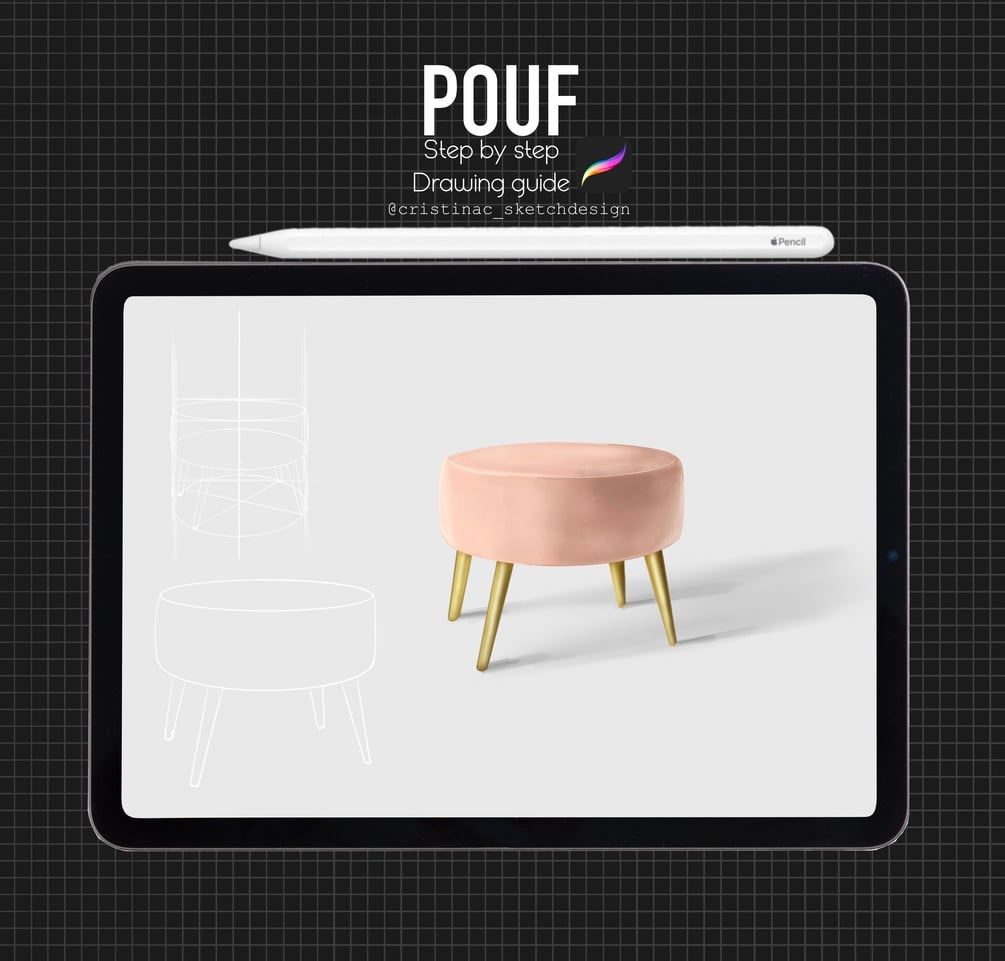 POUF -Step by step guide for drawing