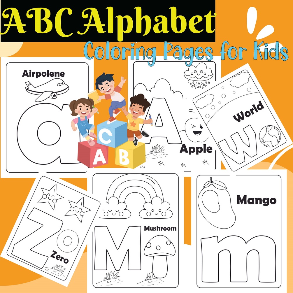 ABC Alphabet Coloring Pages for Kids, A to Z Activity Book, Preschool ...