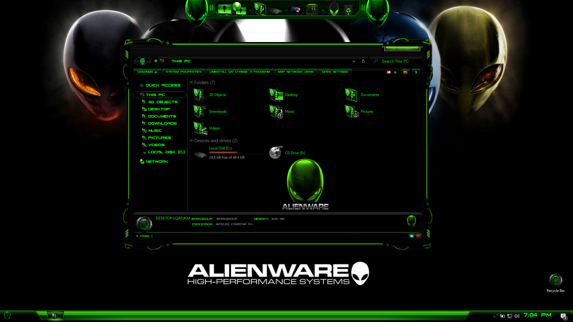 Alienware Green Premium Skin Pack - skinpacks.com