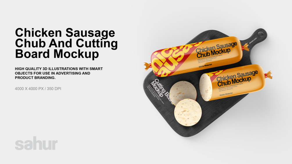 Chicken Packaging And Cutting Board Mockup
