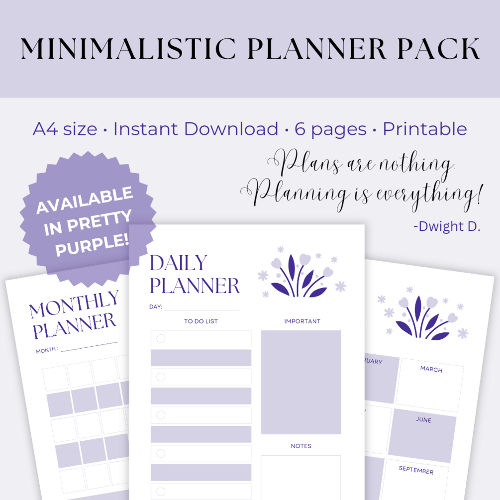 Minimalistic Purple Planner Pack 2024